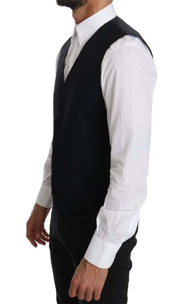 Dolce & Gabbana Wool Waistcoat Formal Gilet Vest - Blue
