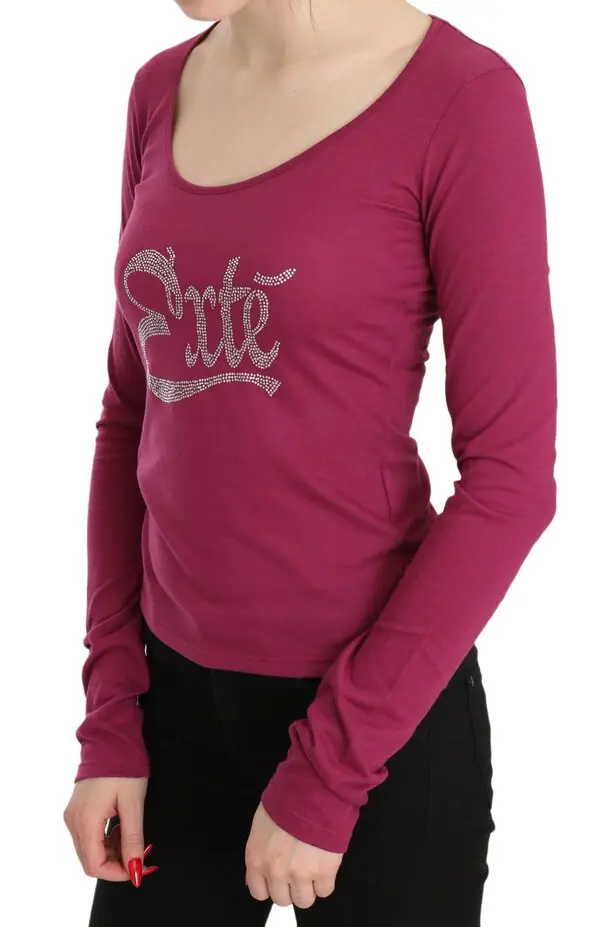 EXTE Crystal Embellished Long Sleeve Top - Pink