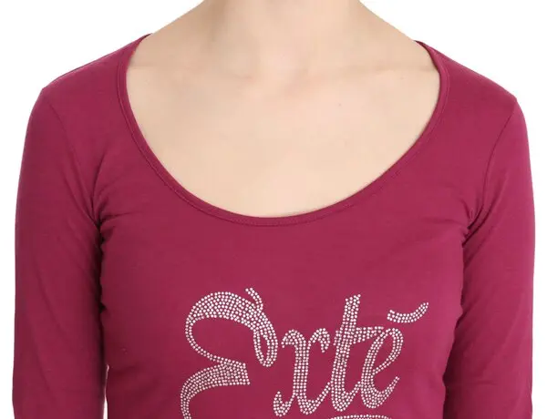 EXTE Crystal Embellished Long Sleeve Top - Pink