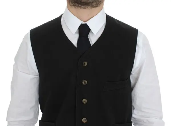 Dolce & Gabbana Cotton Blend Single Breasted Vest - Black