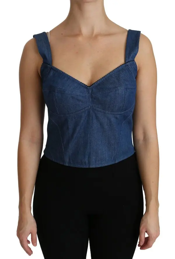 Dolce & Gabbana Sleeveless Bustier Cotton Blend Top