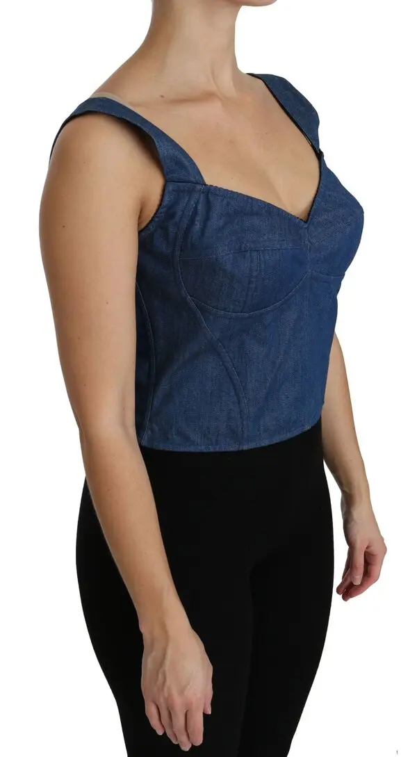 Dolce & Gabbana Sleeveless Bustier Cotton Blend Top