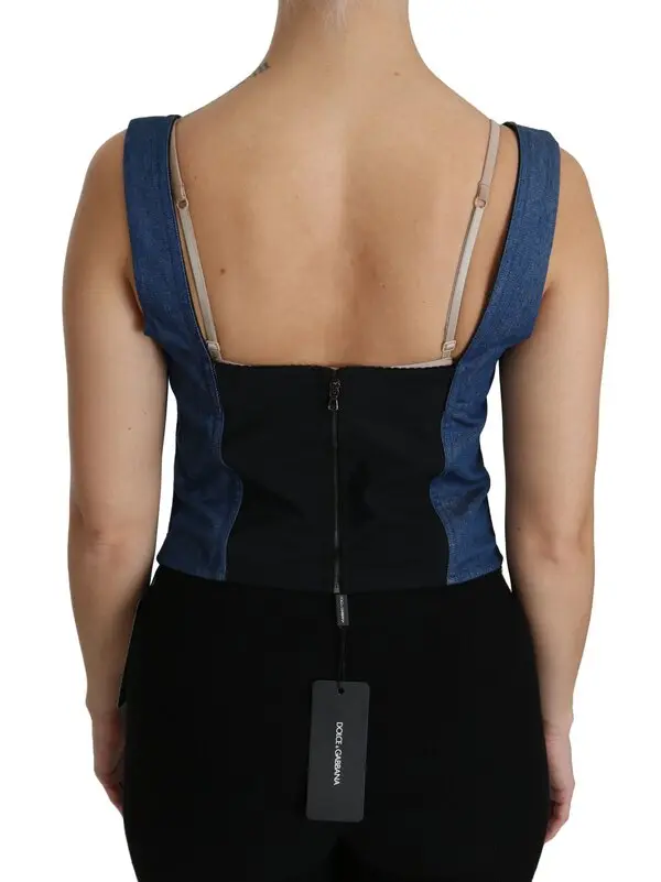 Dolce & Gabbana Sleeveless Bustier Cotton Blend Top