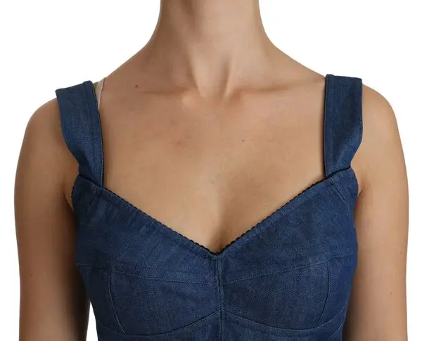 Dolce & Gabbana Sleeveless Bustier Cotton Blend Top