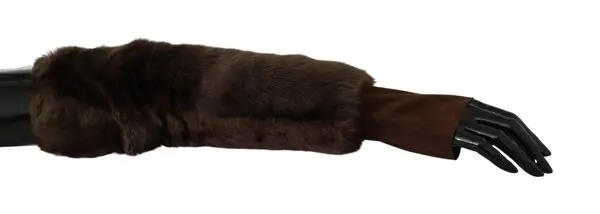 Dolce & Gabbana Elbow-length Fingerless Gloves - Brown