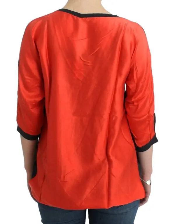 Costume National Orange V-neck Short Sleeve Sweater