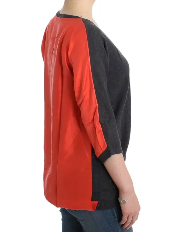 Costume National Orange V-neck Short Sleeve Sweater