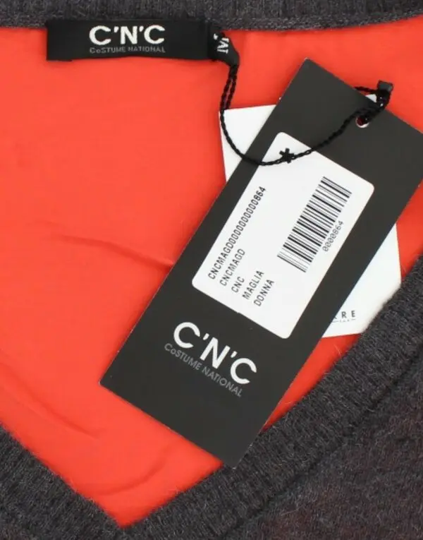 Costume National Orange V-neck Short Sleeve Sweater