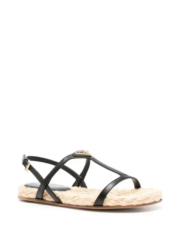 Prada Enamel Triangle-logo Flats - Nero