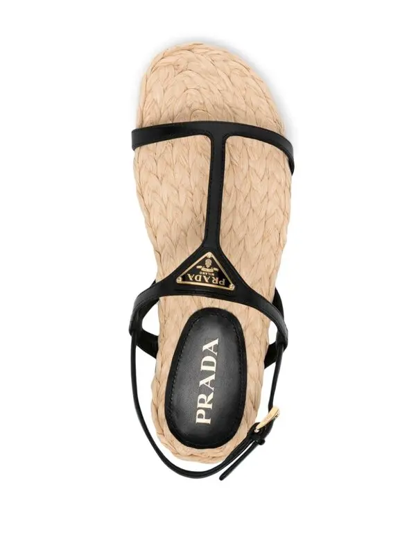Prada Enamel Triangle-logo Flats - Nero