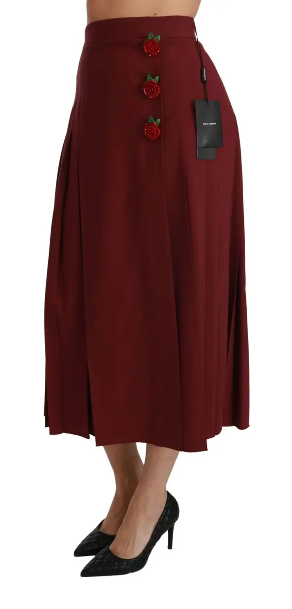 Dolce & Gabbana High Waist Pleated Maxi Wool Skirt