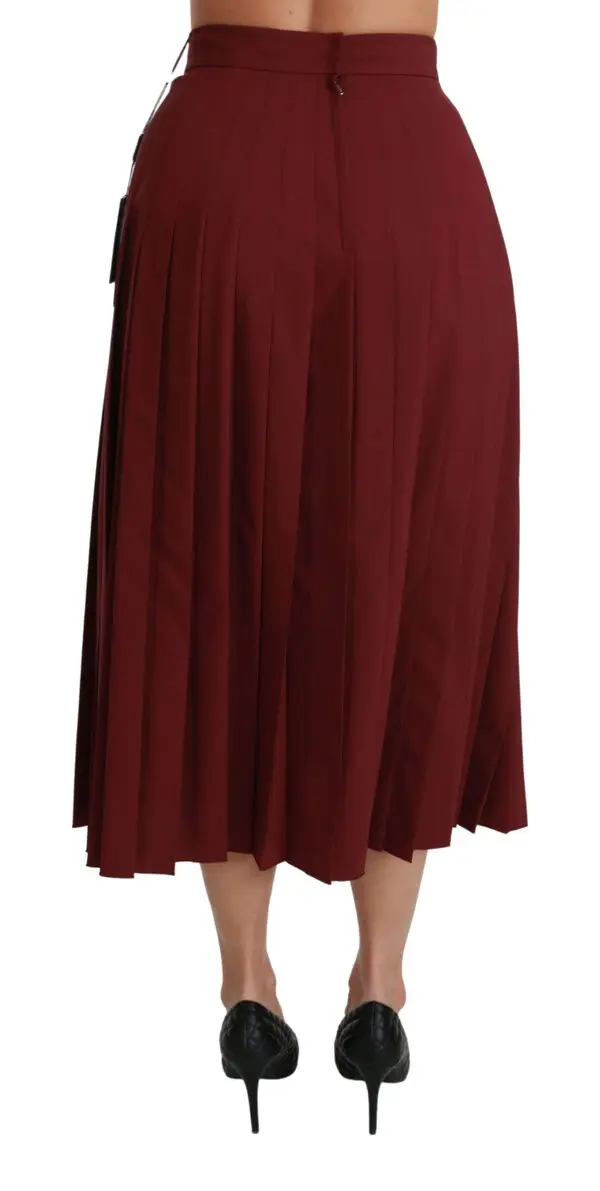 Dolce & Gabbana High Waist Pleated Maxi Wool Skirt
