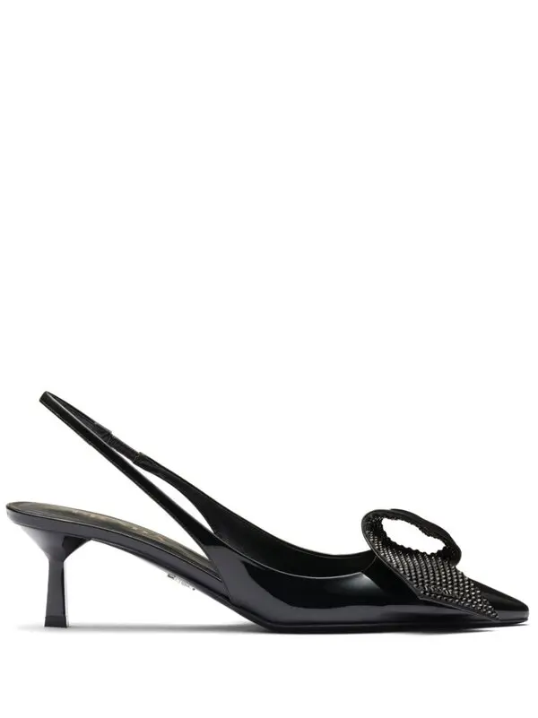 Prada 55mm Crystal-embellished Slingback Pumps - Nero