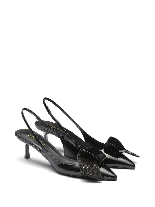 Prada 55mm Crystal-embellished Slingback Pumps - Nero