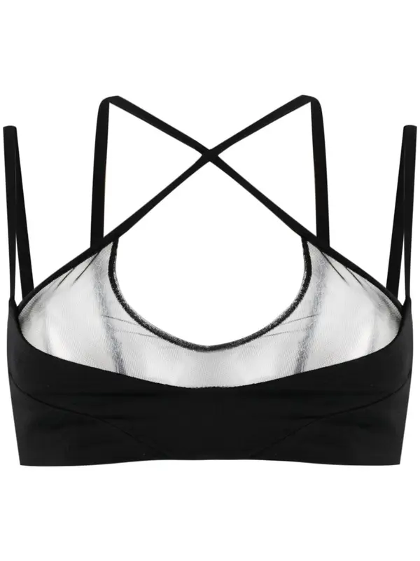 Attico Mesh-panel Criss-cross Top - Black