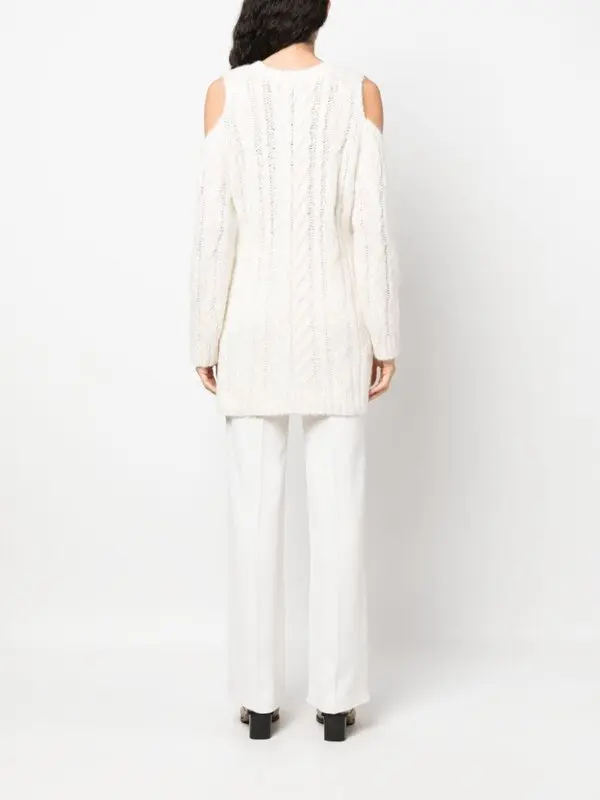 PAROSH Off-shoulder Crochet Jumper