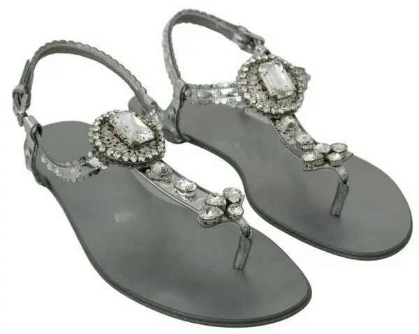 Dolce & Gabbana Crystal Embellished Sandals - Silver