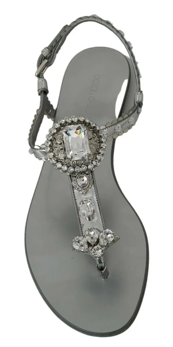 Dolce & Gabbana Crystal Embellished Sandals - Silver