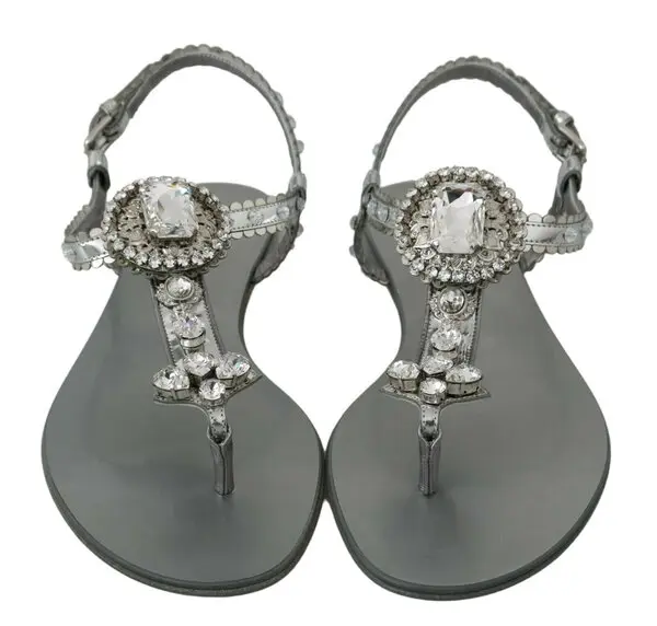 Dolce & Gabbana Crystal Embellished Sandals - Silver