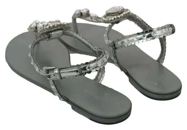 Dolce & Gabbana Crystal Embellished Sandals - Silver