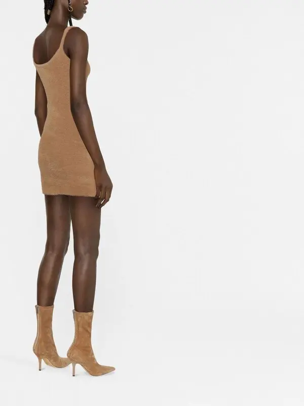 Off-White Slogan Detail Fuzzy Mini Dress