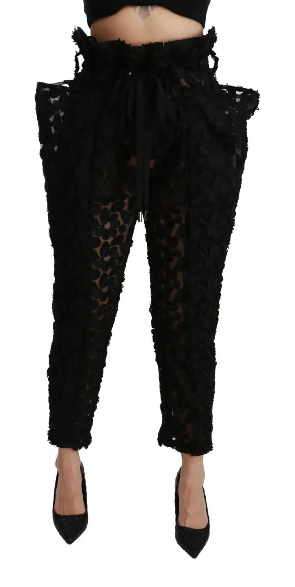 Dolce & Gabbana Floral Lace High Waist Tapered Pants