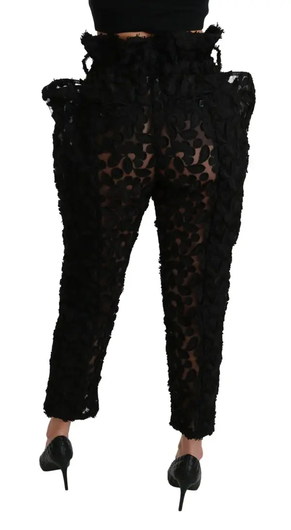 Dolce & Gabbana Floral Lace High Waist Tapered Pants