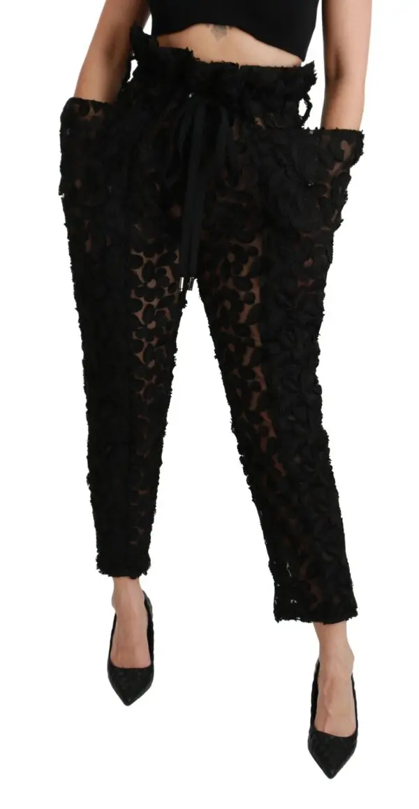 Dolce & Gabbana Floral Lace High Waist Tapered Pants