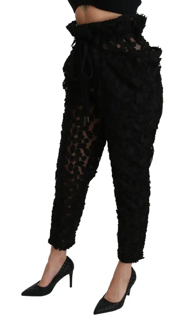 Dolce & Gabbana Floral Lace High Waist Tapered Pants