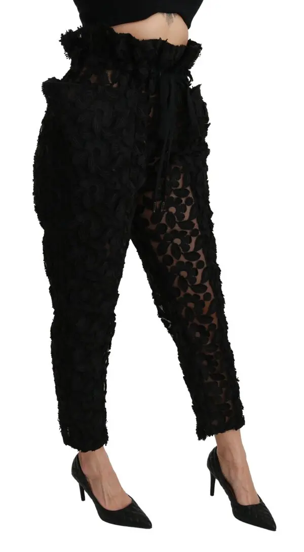 Dolce & Gabbana Floral Lace High Waist Tapered Pants