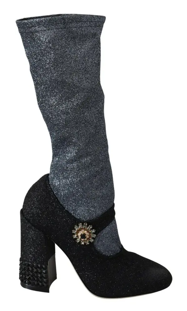 Dolce & Gabbana Crystal Embellished Mary Jane Booties - Black