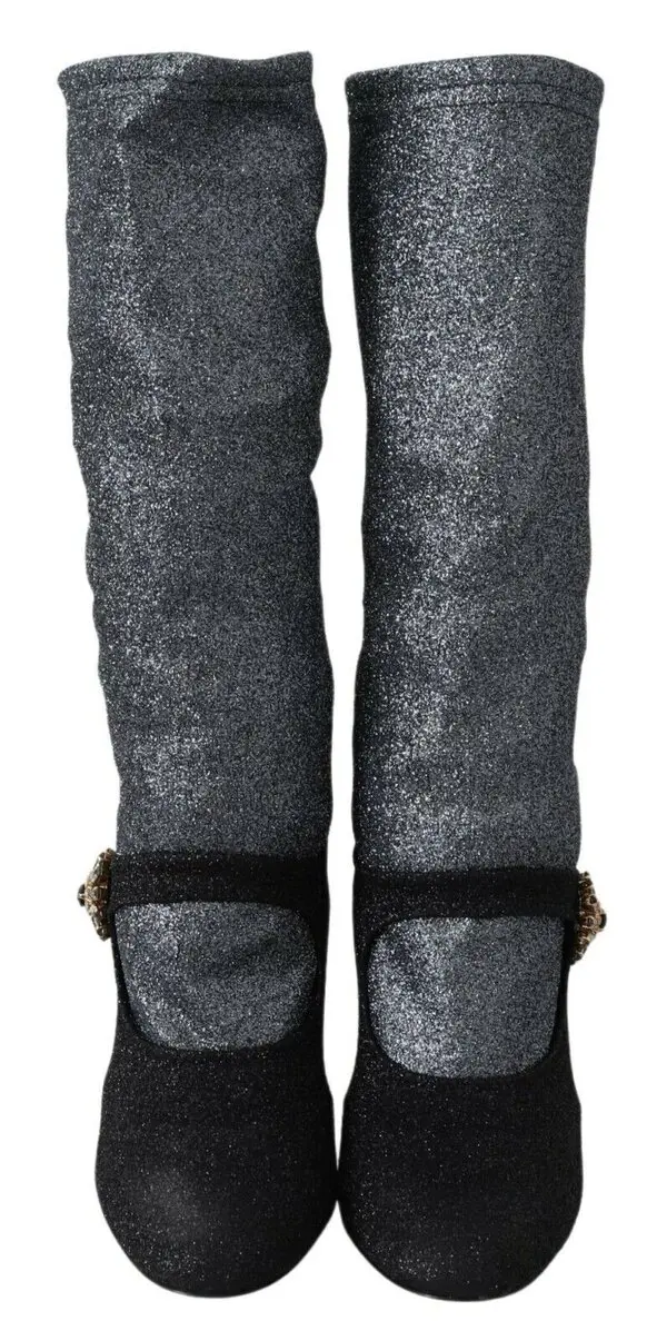 Dolce & Gabbana Crystal Embellished Mary Jane Booties