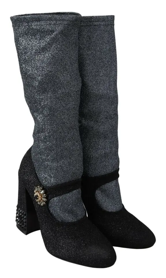 Dolce & Gabbana Crystal Embellished Mary Jane Booties