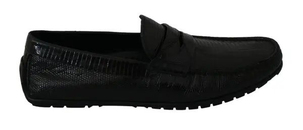 Dolce & Gabbana Lizard Leather Loafers - Black