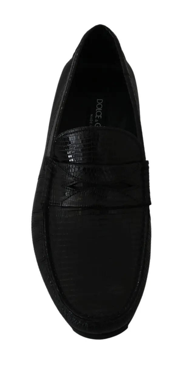 Dolce & Gabbana Lizard Leather Loafers - Black