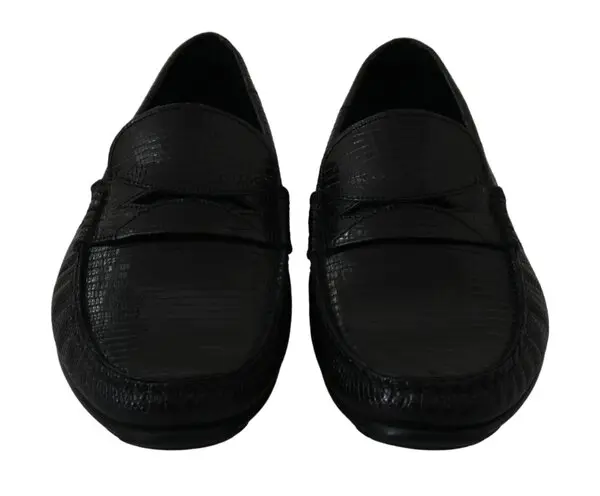 Dolce & Gabbana Lizard Leather Loafers - Black