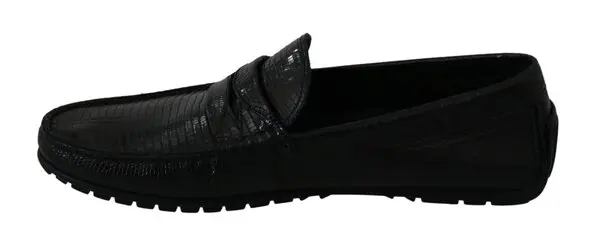 Dolce & Gabbana Lizard Leather Loafers - Black