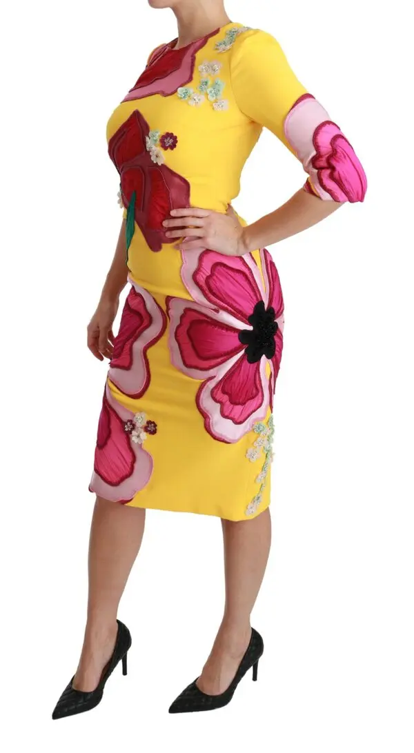 Dolce & Gabbana Floral Crystal Embellished Bodycon Dress