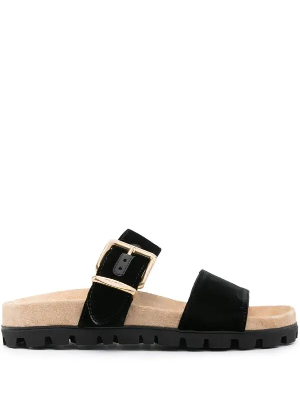 Miu Miu Suede Buckle Slides