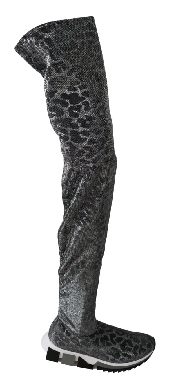 Dolce & Gabbana Leopard Print High Top Booties - Gray