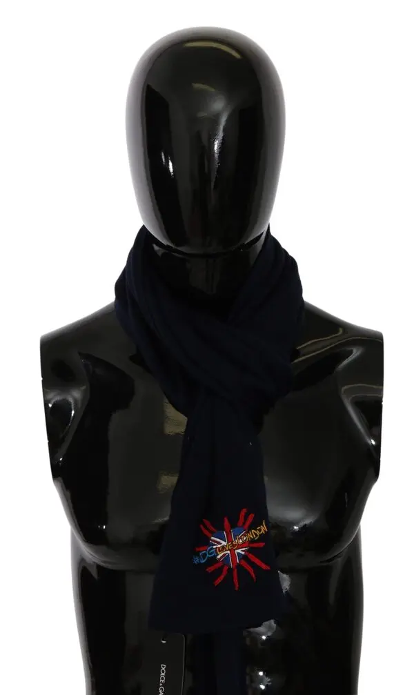 Dolce & Gabbana Dgloveslondon Wrap Shawl Wool Scarf - Blue