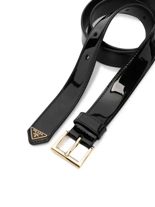 Prada Logo-plaque Patent Leather Belt - Nero