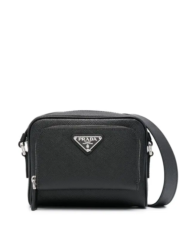 Prada Enamel-logo Messenger Bag - Nero