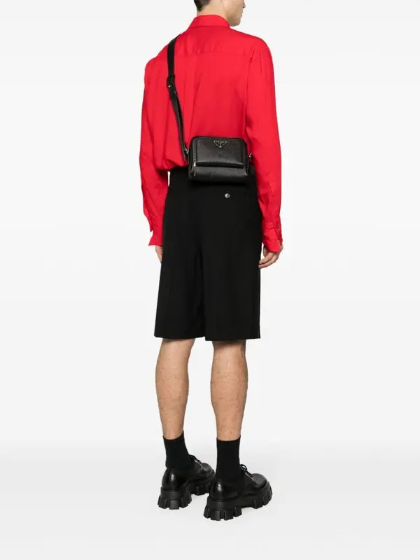 Prada Enamel-logo Messenger Bag - Nero