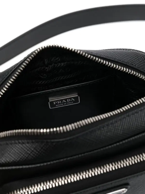 Prada Enamel-logo Messenger Bag - Nero