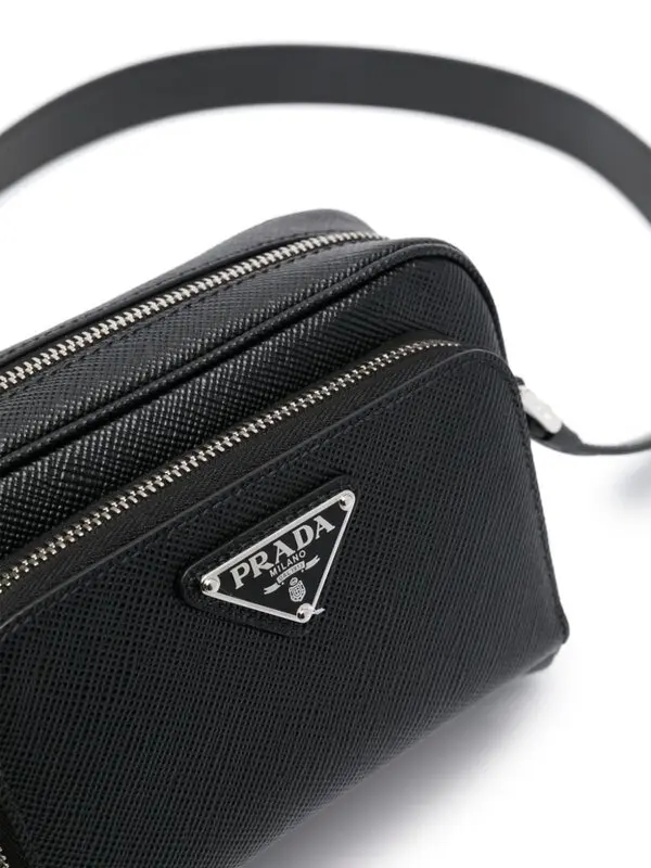 Prada Enamel-logo Messenger Bag - Nero