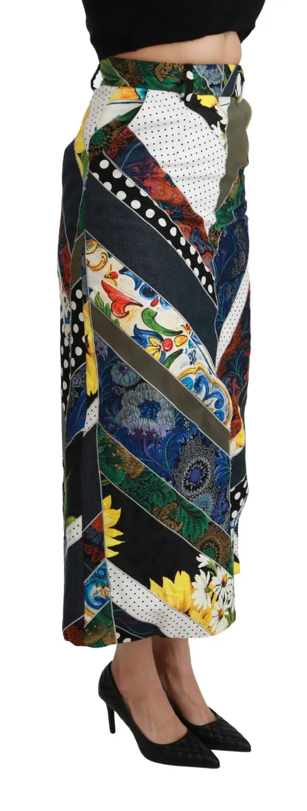 Dolce & Gabbana Silk Geometric High Waist Maxi Skirt
