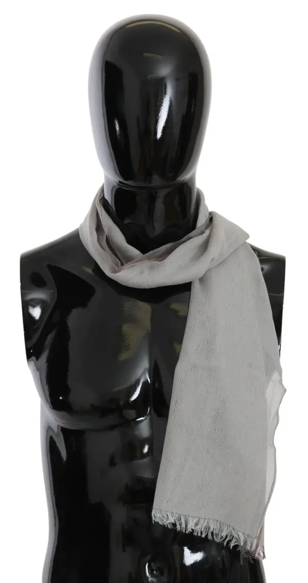 Costume National Fringe Neck Wrap Cotton Scarf - Gray
