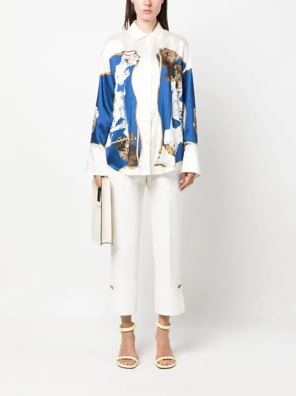 MSGM Pressed-crease High-waisted Trousers