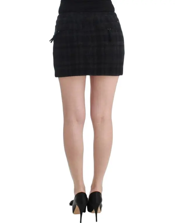 Costume National Wool Blend Checked Mini Skirt - Red